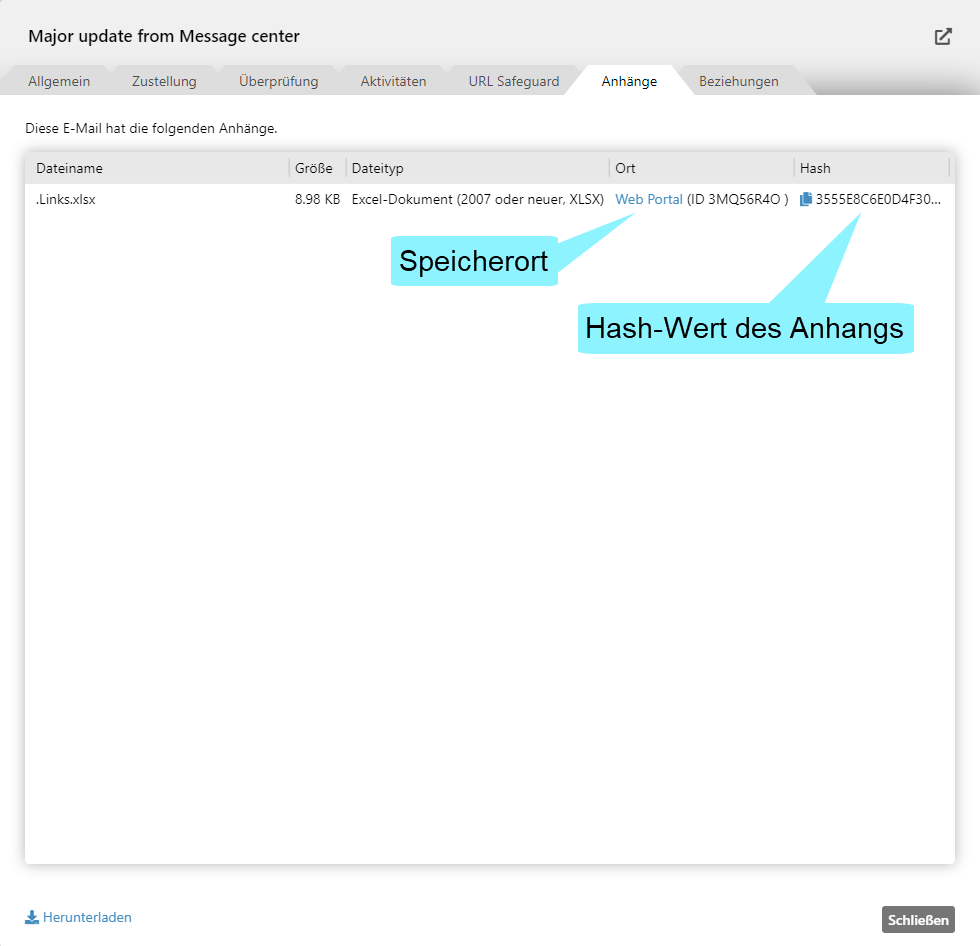 Details zu einer E-Mail anzeigen
