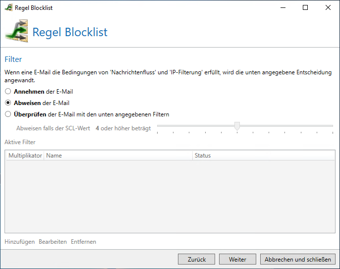 Anlegen einer Blocklist